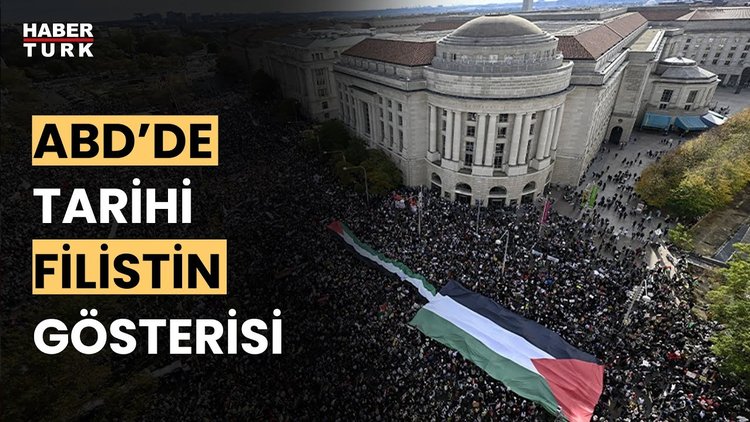 ABD’de ülke tarihinin en büyük "Filistin’e destek" gösterisi yapıldı ...